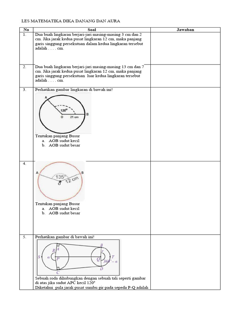 Matematika Soal Garis Singgung Lingkaran Dan Aplikasi Turunan Kelas Xi ...
