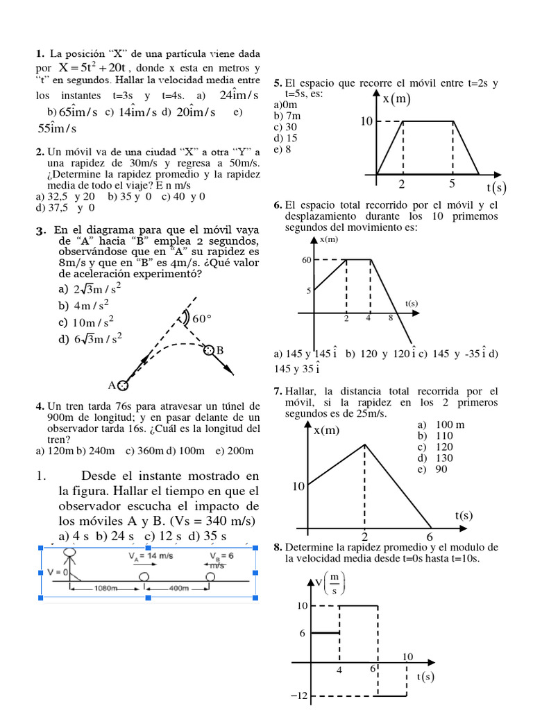 Cinematica Ejercicios | PDF | Física | Geometría