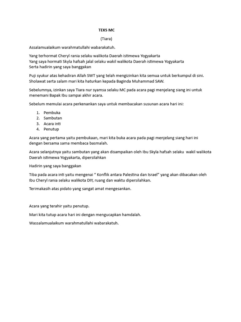 Teks MC | PDF | Ilmu Sosial