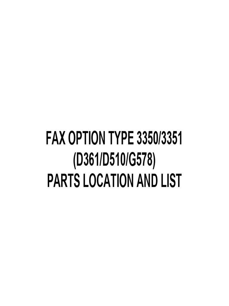 Fax Option Parts List 3350/3351 | PDF