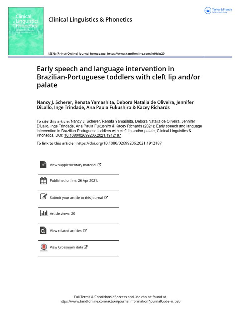 Early Speech and Language Intervention in | PDF | Speech | Phonetics