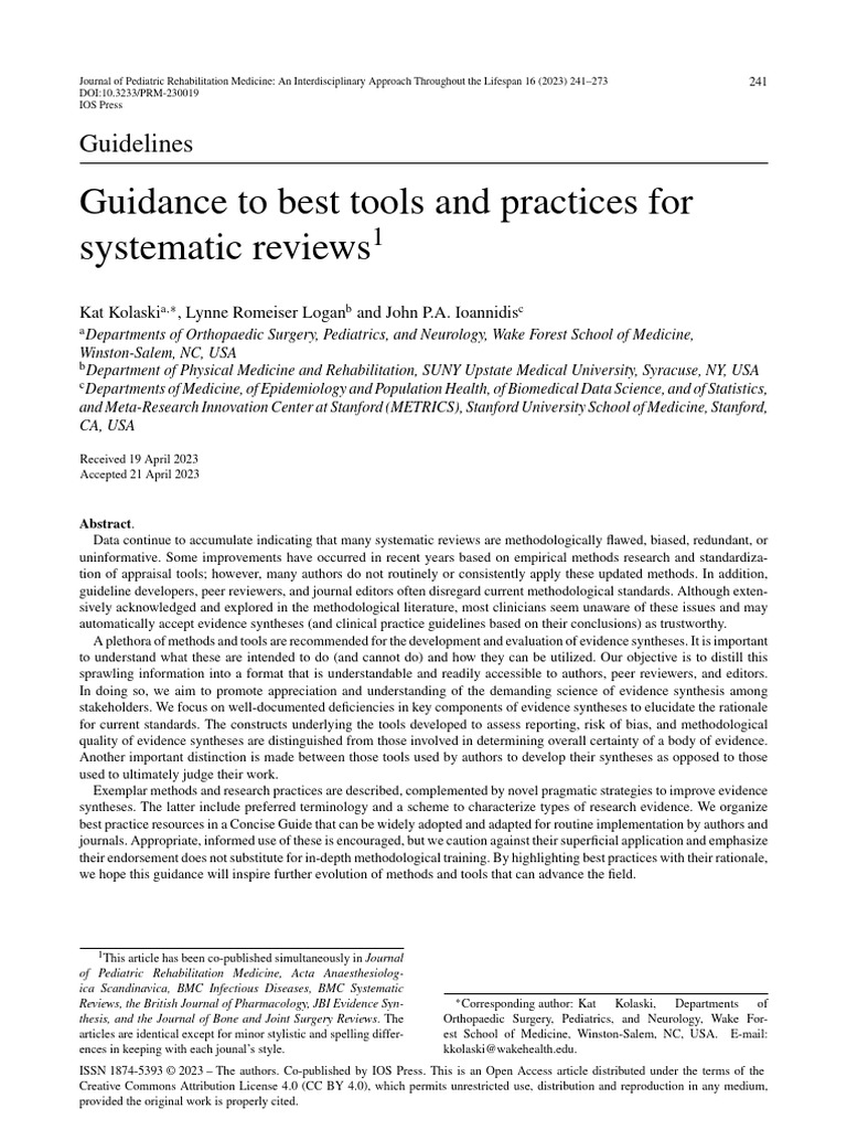 Guidance To Best Tools And Practices For PDF Systematic Review