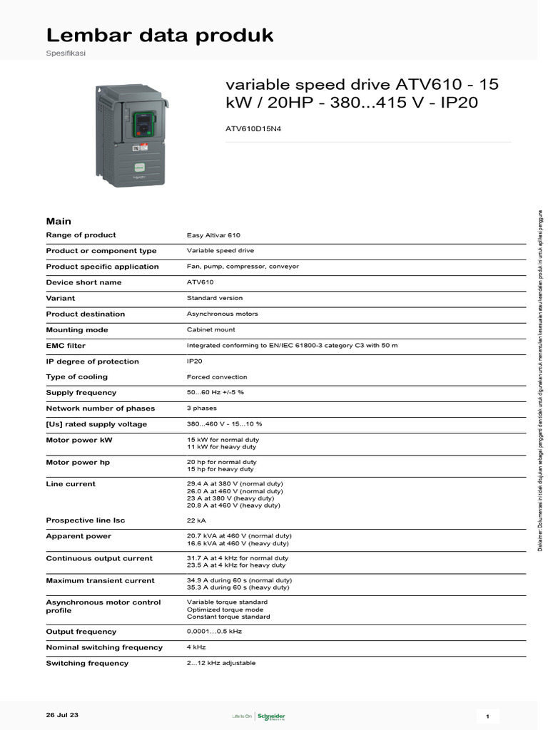 ATV610 Variable Speed Drive Specs | PDF | Relay | Analogue Electronics