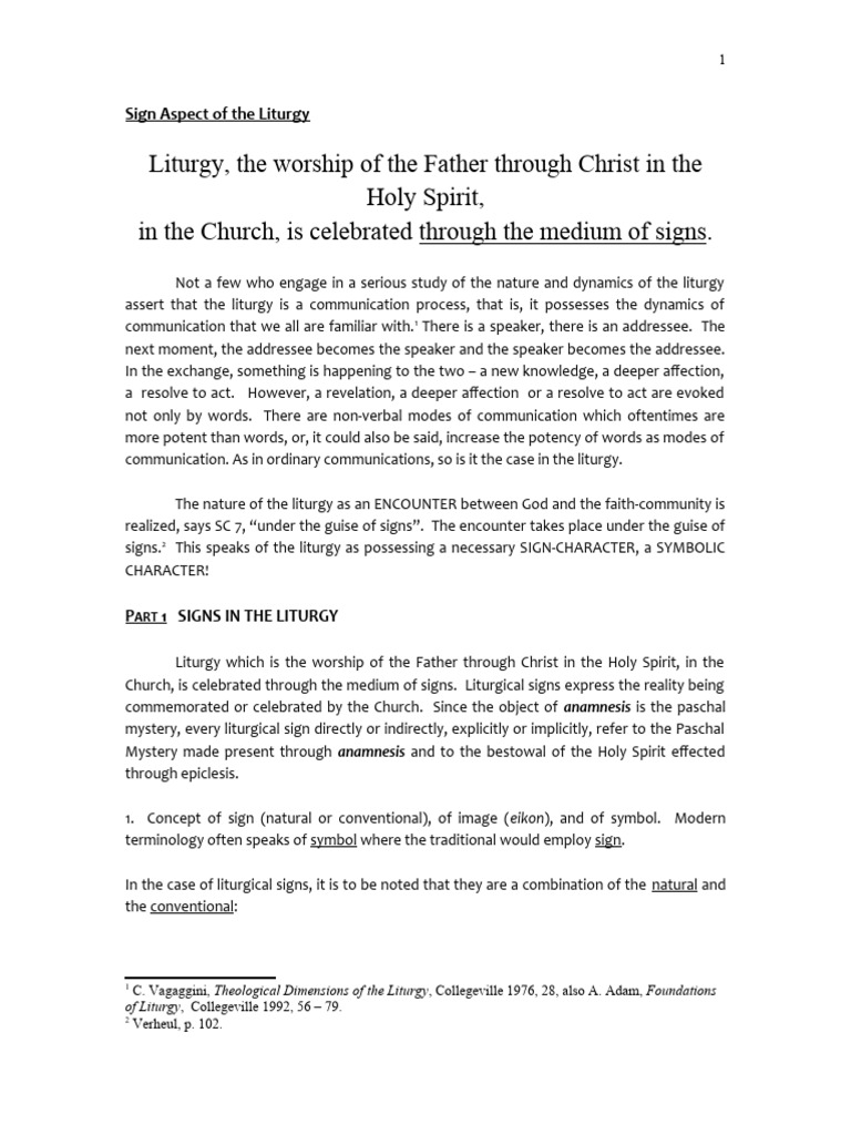 Sign Aspect of The Liturgy 2017 | PDF | Sacraments | Eucharist
