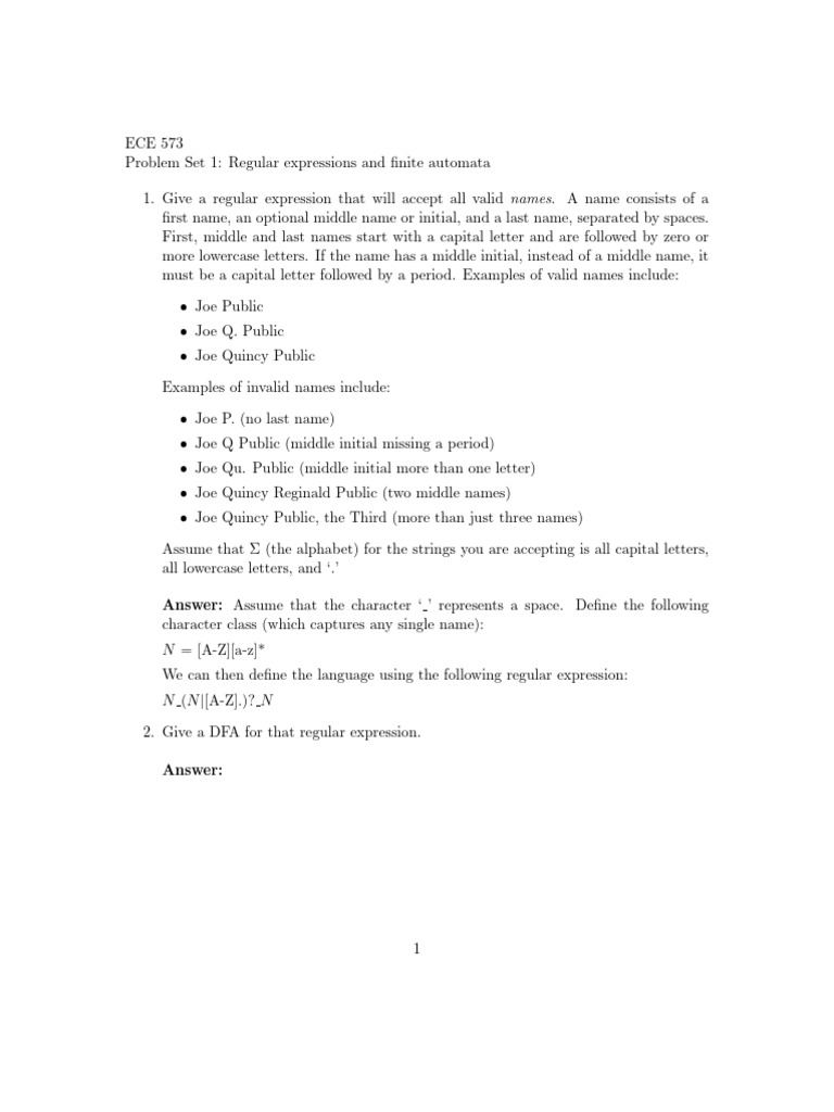 ps1 Sol | PDF | Regular Expression | Mathematical Logic