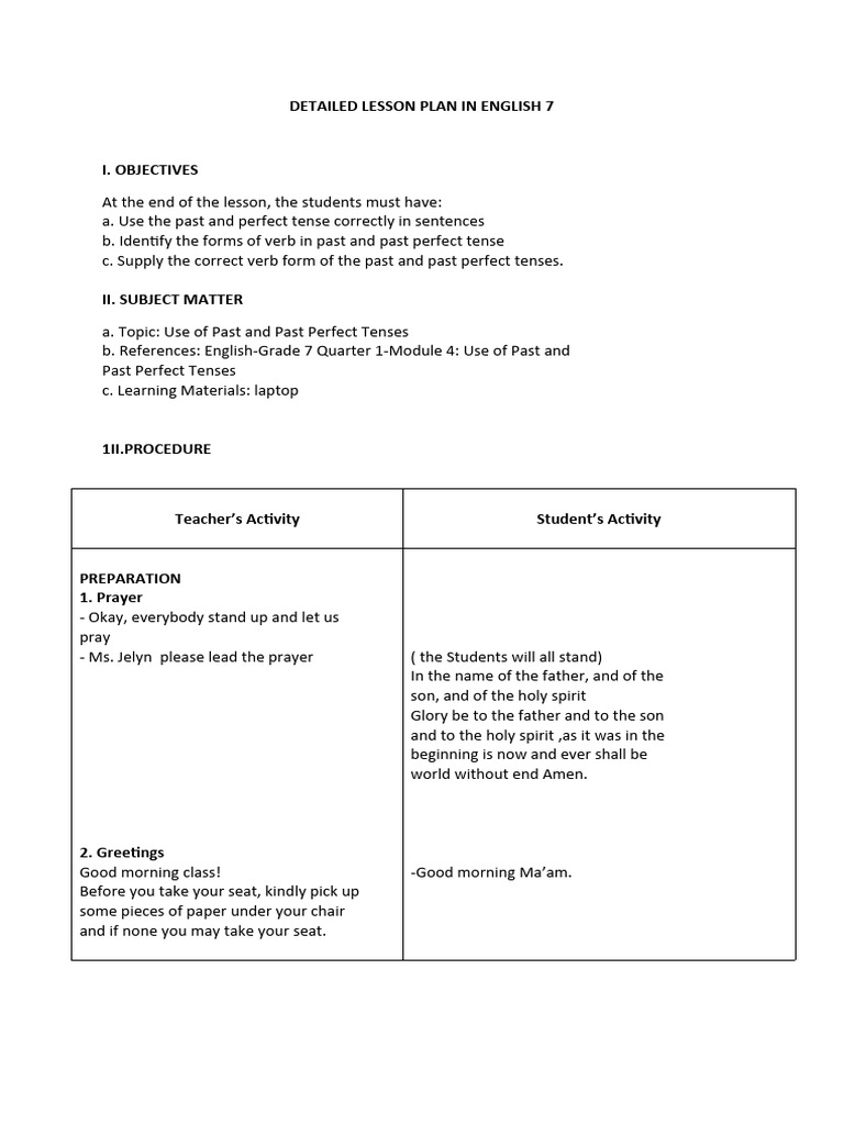 DETAILED LESSON PLAN IN ENGLISH 7-Week 4 | PDF