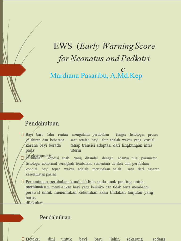 EWS (Early Warning Score) For Neonatus Dan Pediatric 19.01.24 | PDF