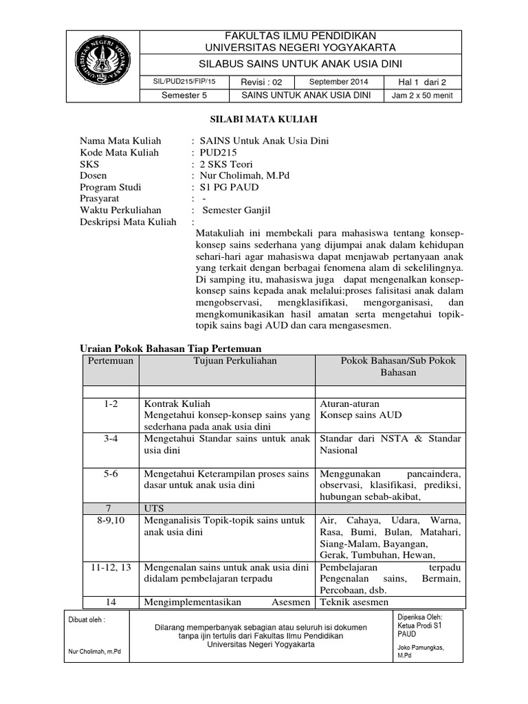 1.1 Silabi Sains Aud | PDF