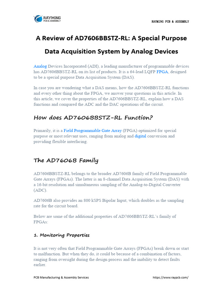 A Review of AD7606BBSTZ-RL A Special Purpose Data Acquisition System by Analog Devices | PDF ...