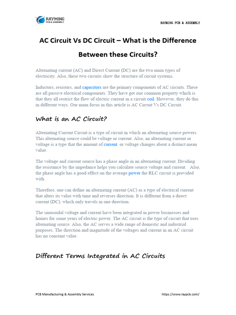AC Circuit Vs DC Circuit - What Is The Difference Between These ...