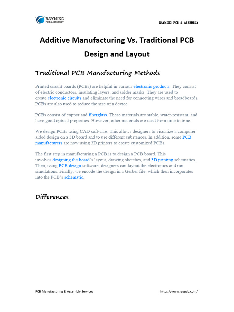 Additive Manufacturing vs. Traditional PCB Design and Layout | PDF