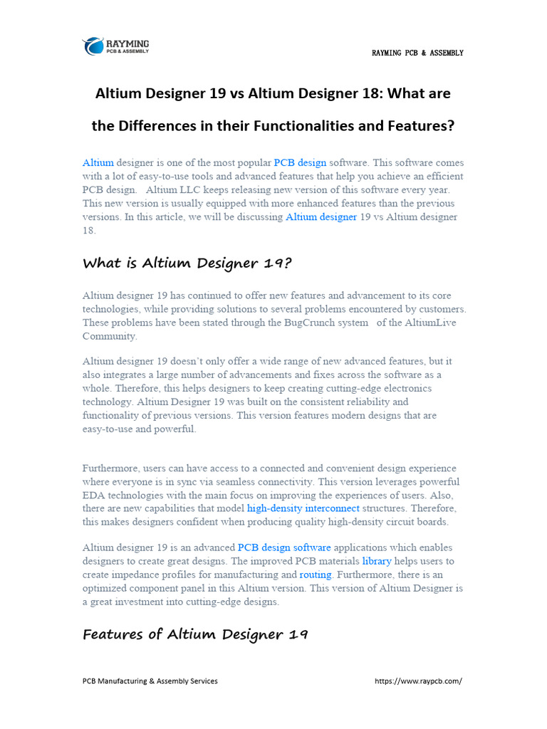 Altium Designer 19 Vs Altium Designer 18 What Are The Differences in Their Functionalities and ...