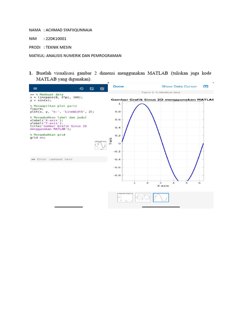 Visualisasi dan Turunan Numerik MATLAB | PDF