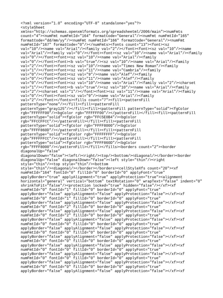 Excel XML StyleSheet Format | PDF | Computers