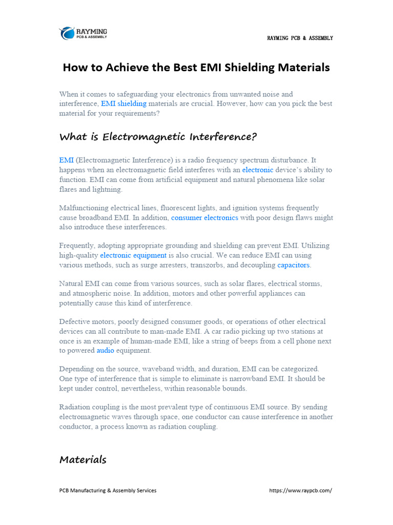 How To Achieve The Best EMI Shielding Materials | PDF | Technology ...