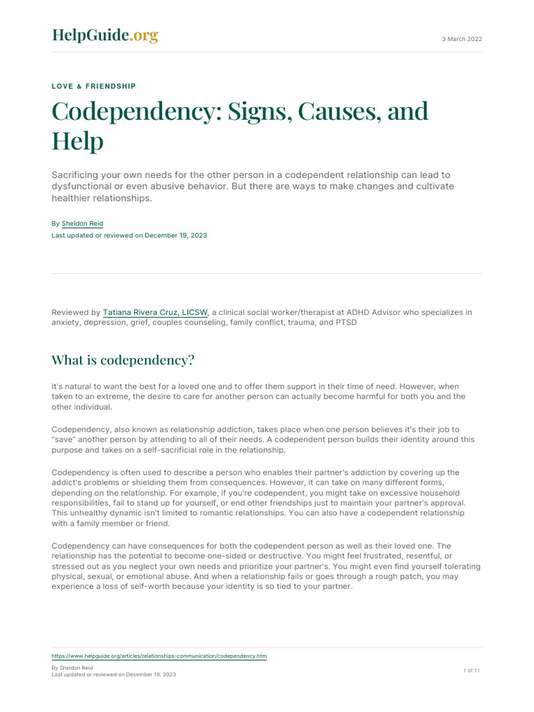 Codependency_ Signs, Causes, And Help | PDF
