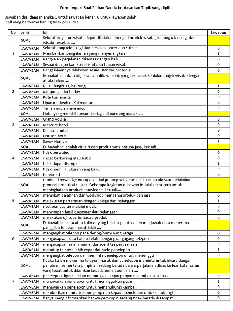Format Soal 10 Ulp 3 Asts | PDF