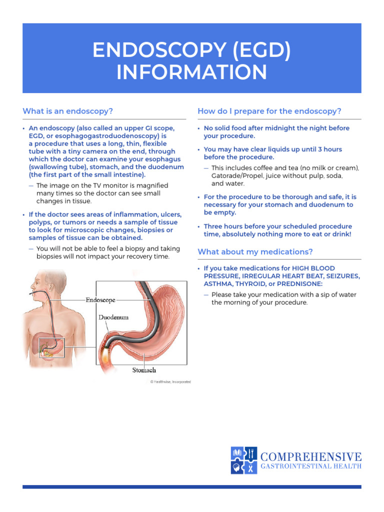 CGH Endoscopy EGD Information | PDF | Endoscopy | Diabetes