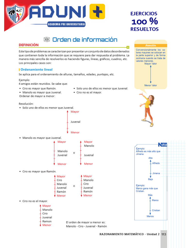 Razonamiento Matemático 1 ORDEN DE INFORMACION | PDF