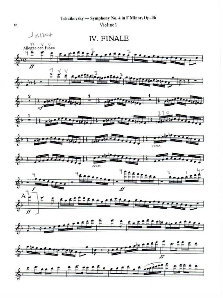 Tchaikovsky Symphony No. 4 4th Movement Violin 1 | PDF