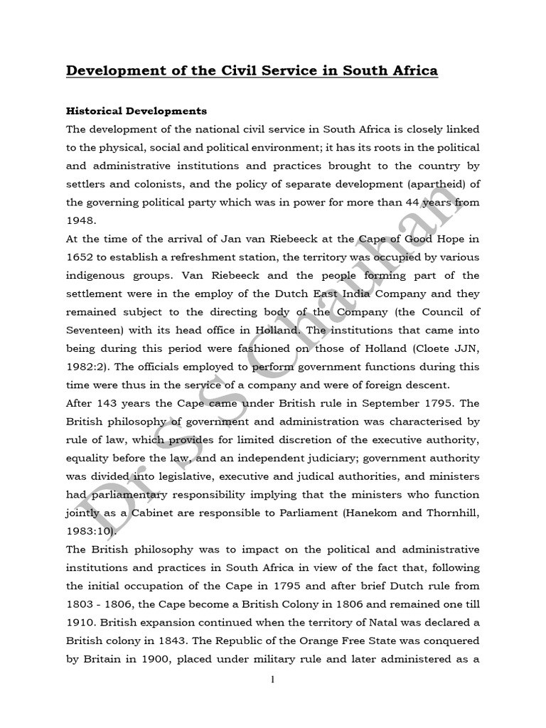 Civil Service Evolution in South Africa | PDF