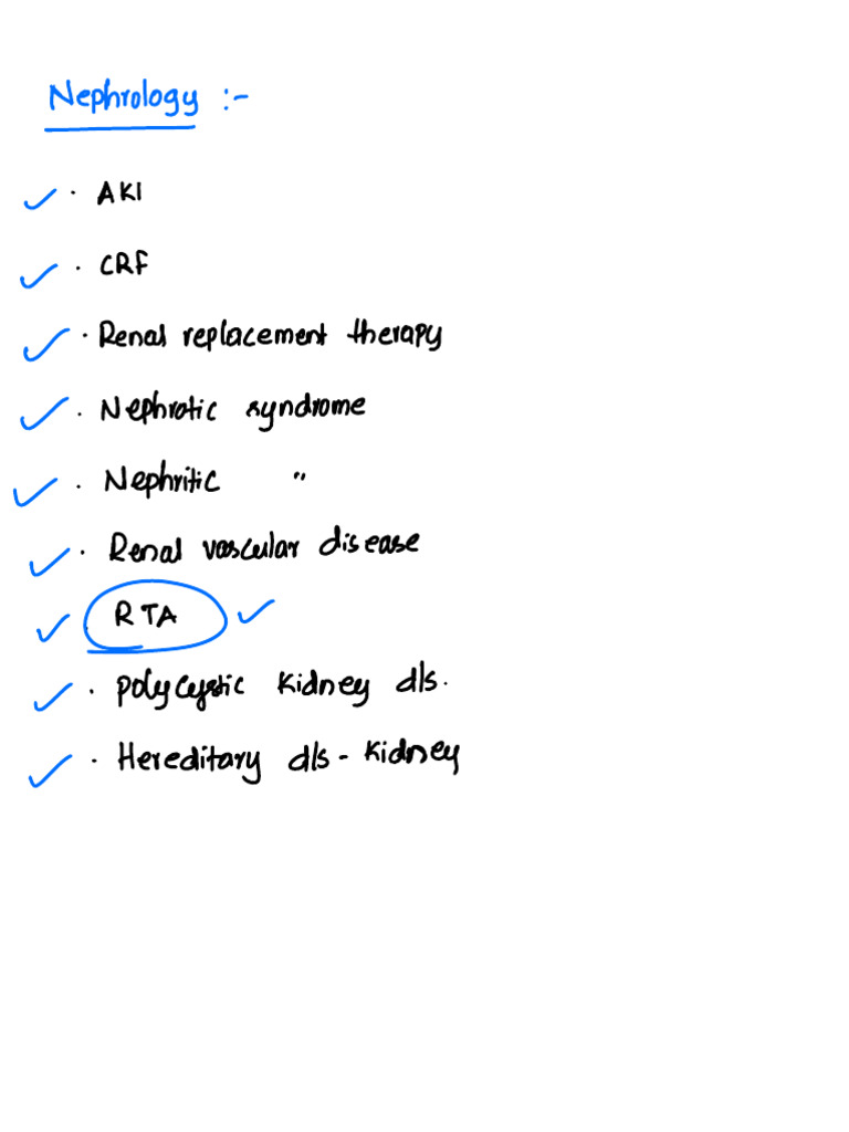 Nephrology Notes | PDF | Kidney Disease | Kidney
