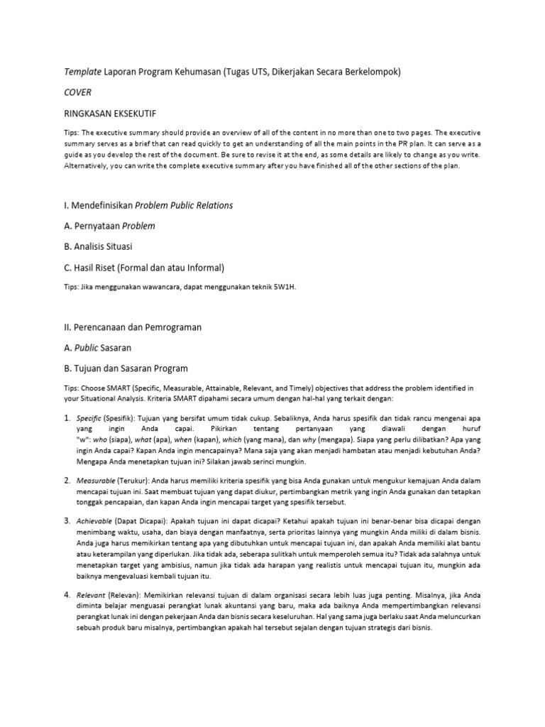 Template Laporan Program Kehumasan | PDF | Bisnis