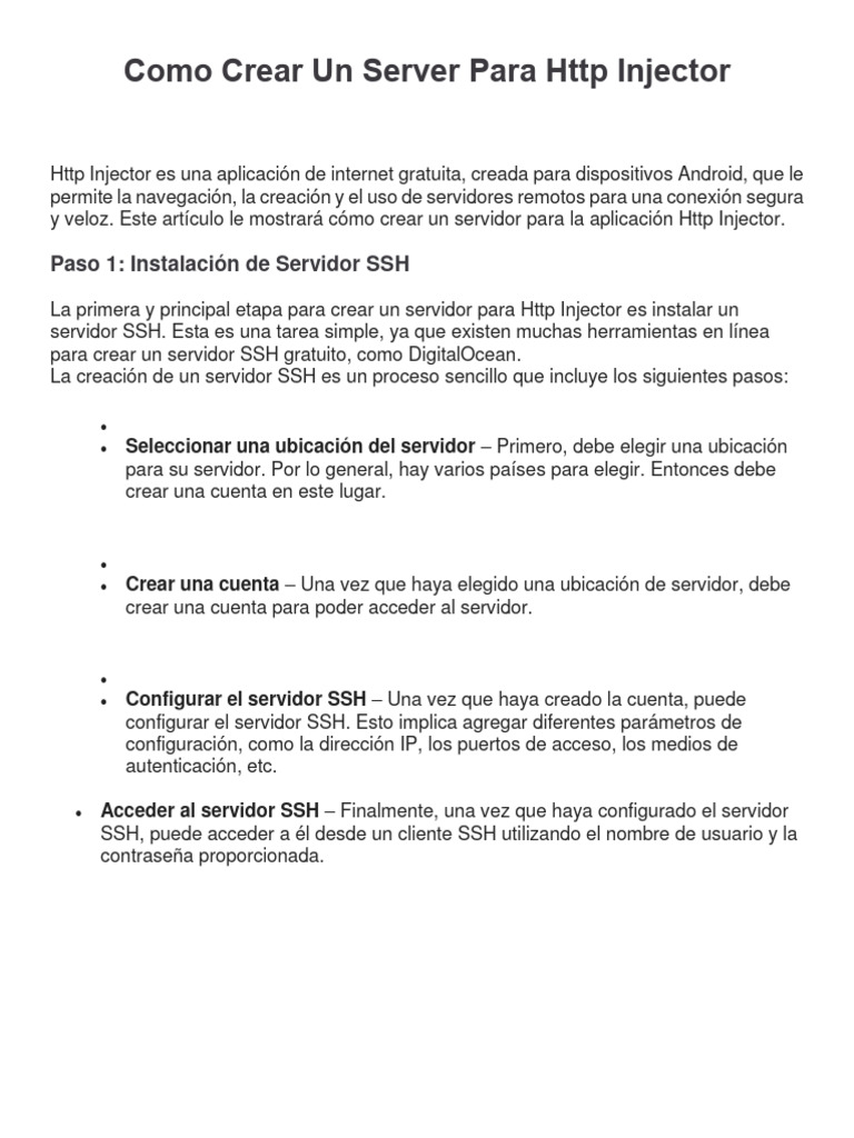 Como Crear Un Server para HTTP Injector | PDF | Cubierta segura ...