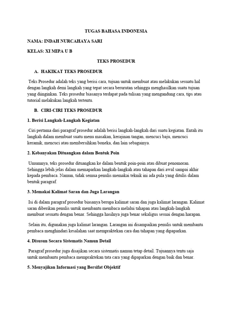 Materi Teks Prosedur Indh | PDF | Karier & Perkembangan