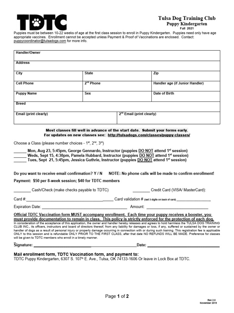 Puppy Enrollment | PDF