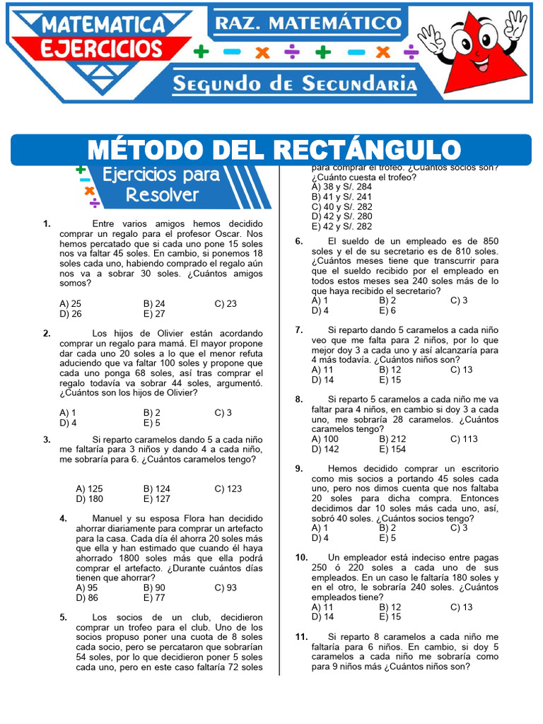 Metodo Del Rectangulo para Segundo Grado de Secundaria | PDF
