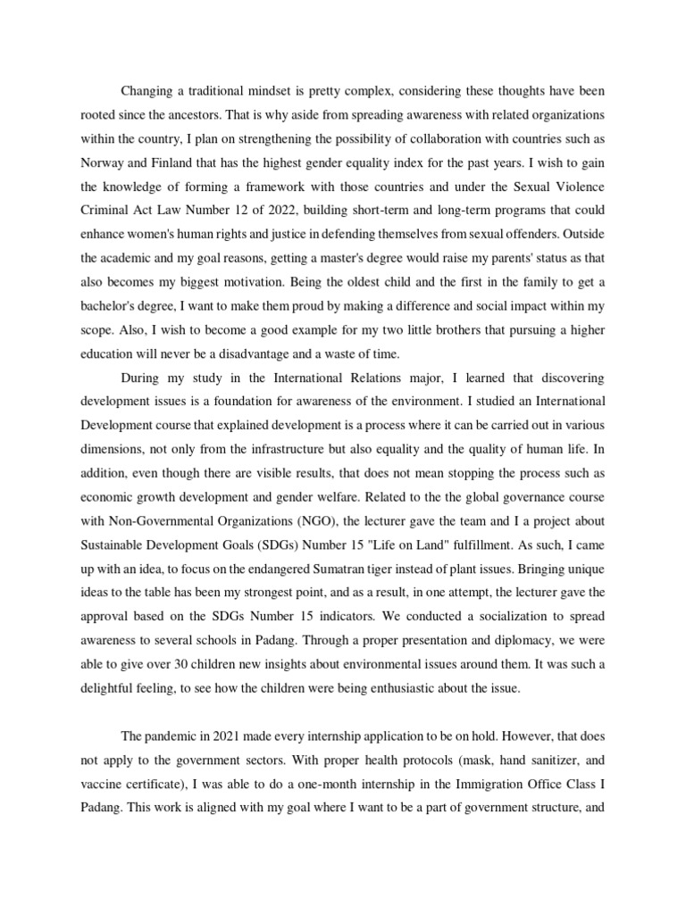 Dump Personal Statement | PDF | Sustainability