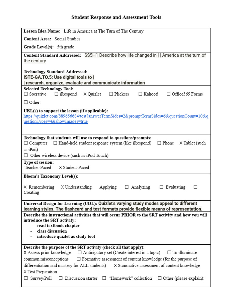 Lesson Plan - Quizlet | PDF | Human Communication | Behavior Modification
