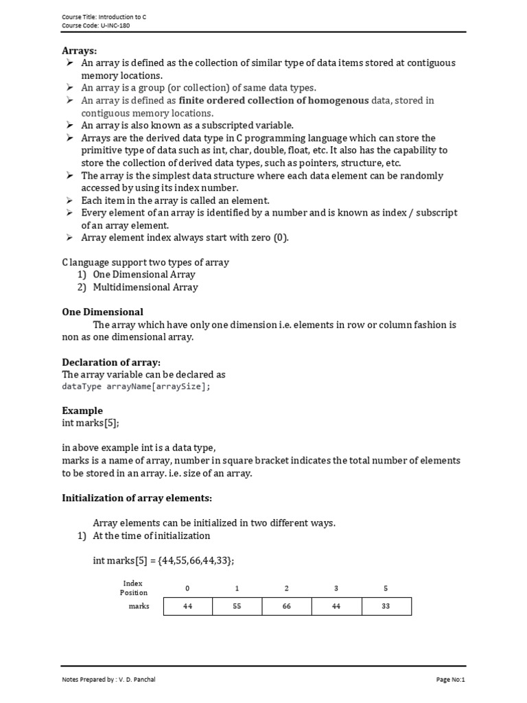 Arrays in C | PDF | C (Programming Language) | Data