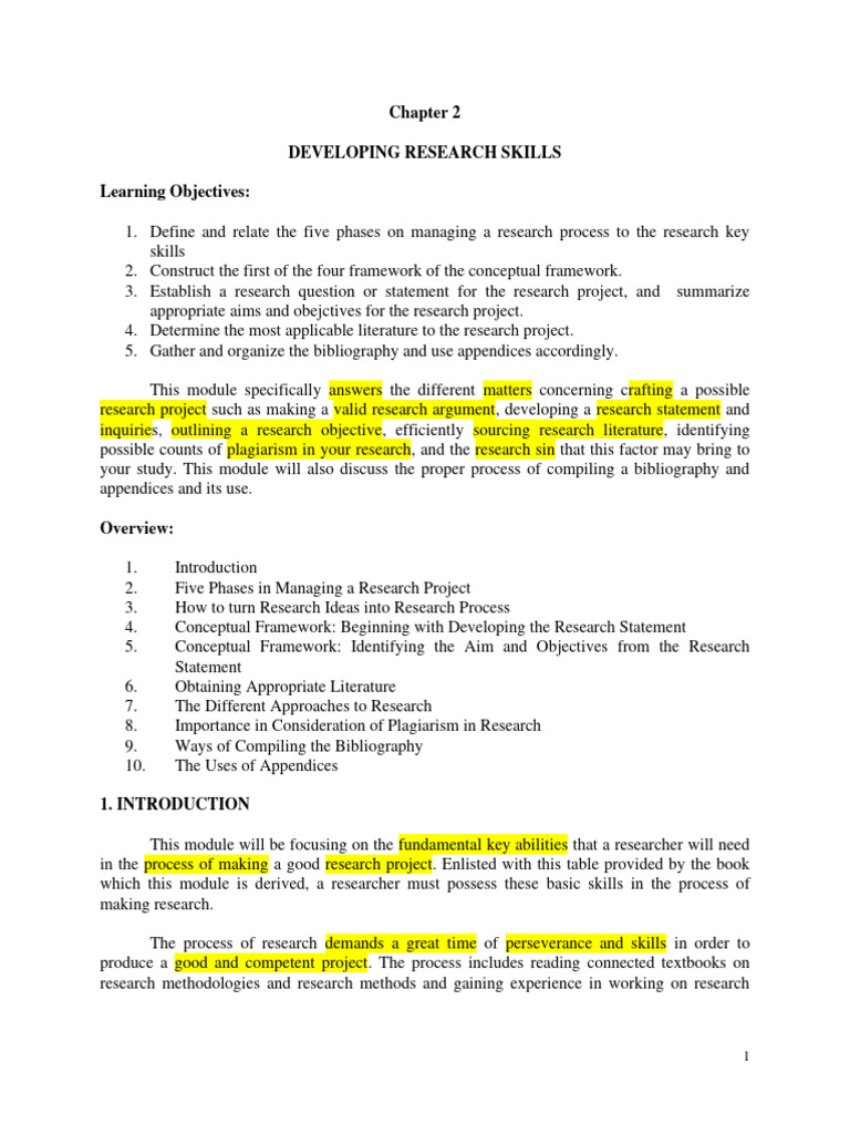 Chapter 2 - Developing Research Skills | PDF | Methodology | Idea