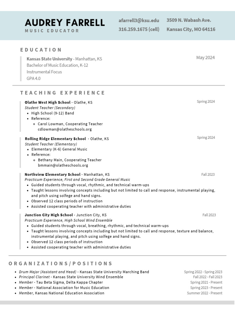 Audrey Farrell Resume | PDF