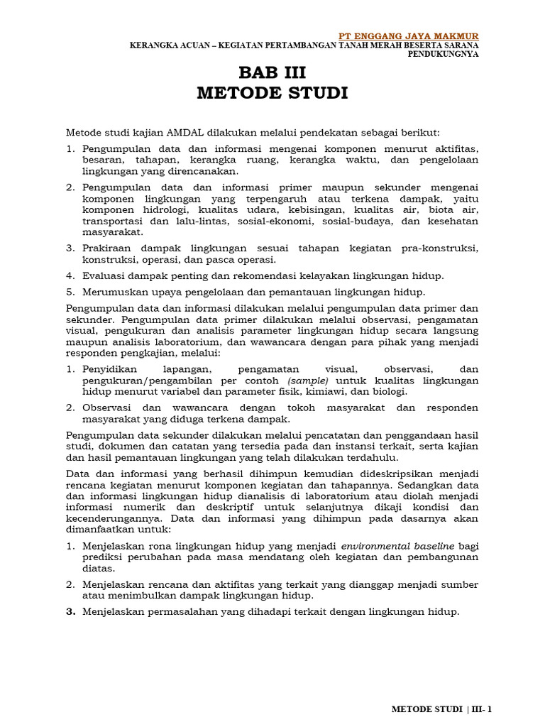 Fka - Bab III Metode Studi PT Ejm - Edit | PDF