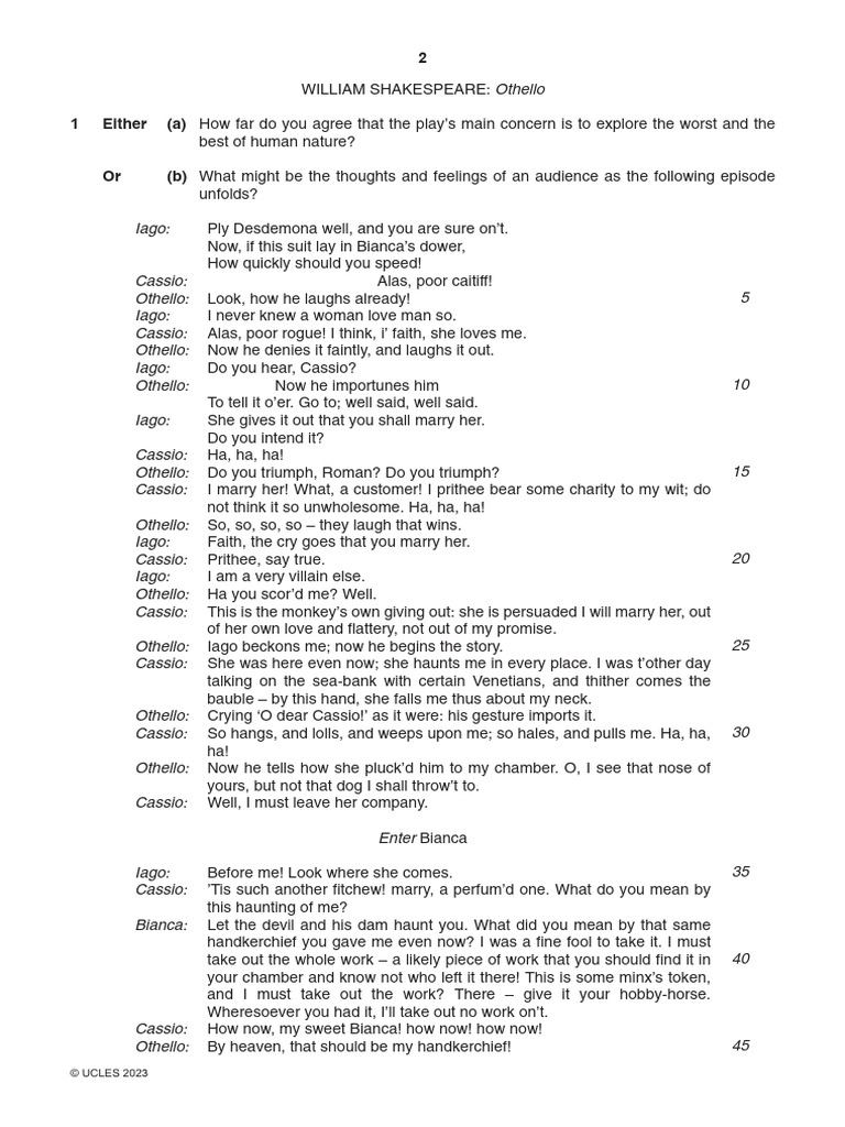 Othello Prompts II | PDF