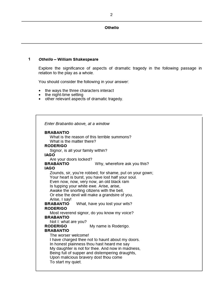 Othello Prompts | Download Free PDF | Othello | Iago