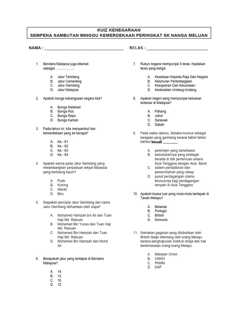 Kuiz Kenegaraan | PDF