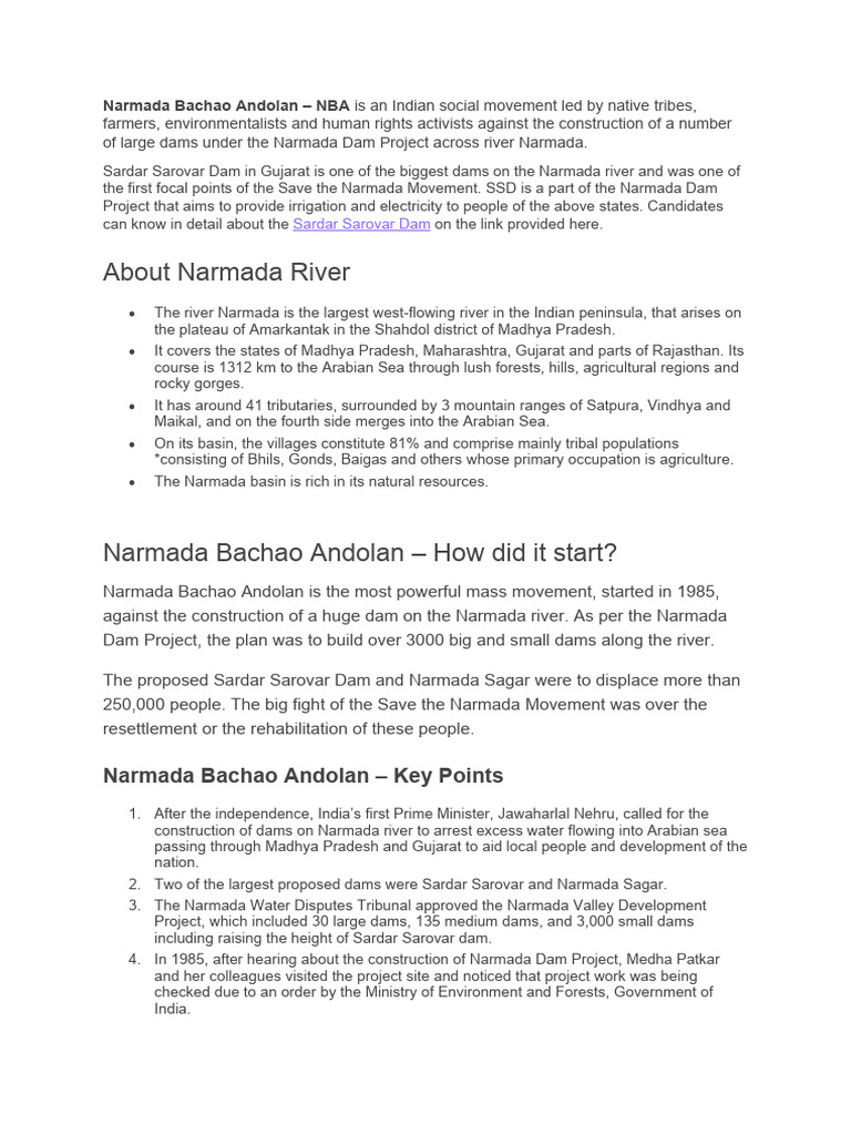 Narmada Bachao Andolan | PDF