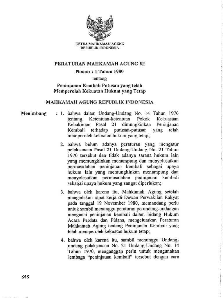 Perma 1:1980 tentang PK | PDF