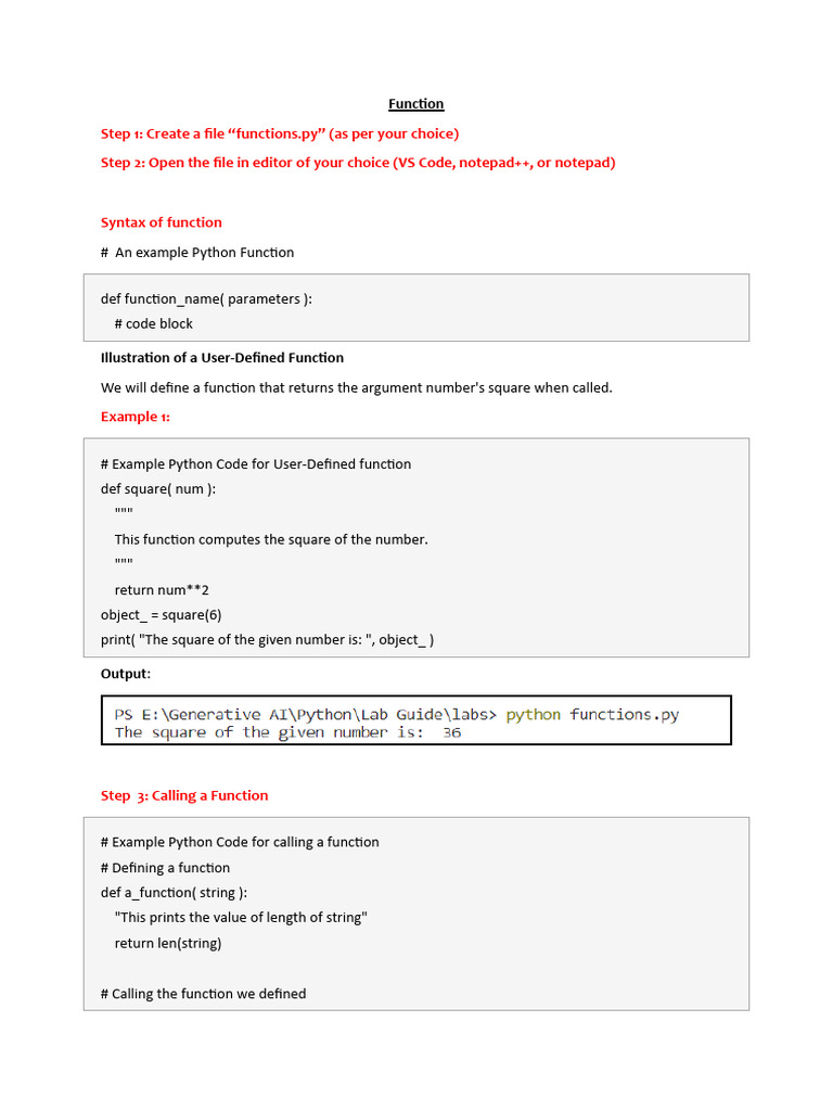 Functions Lab Guide | PDF