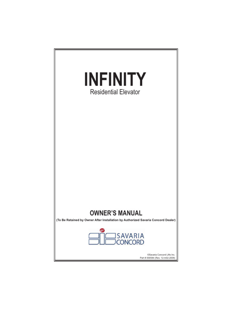 Infinity User Manual | PDF | Elevator | Manufactured Goods