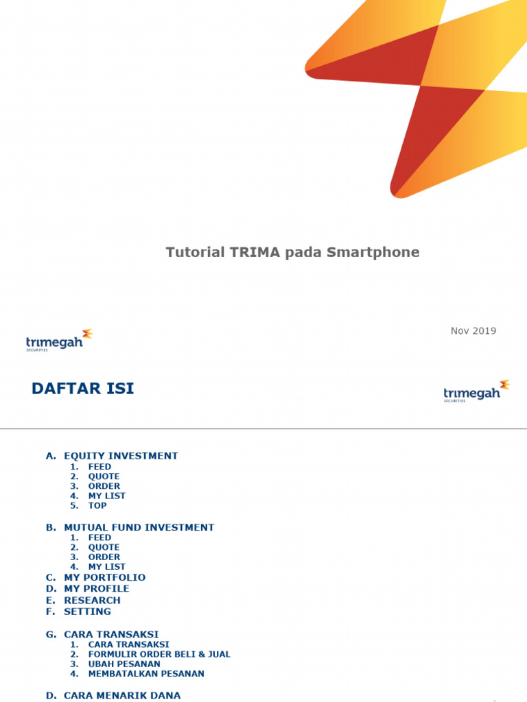 Tutorial Aplikasi TRIMA di Smartphone | PDF | Pengelolaan Keuangan & Uang