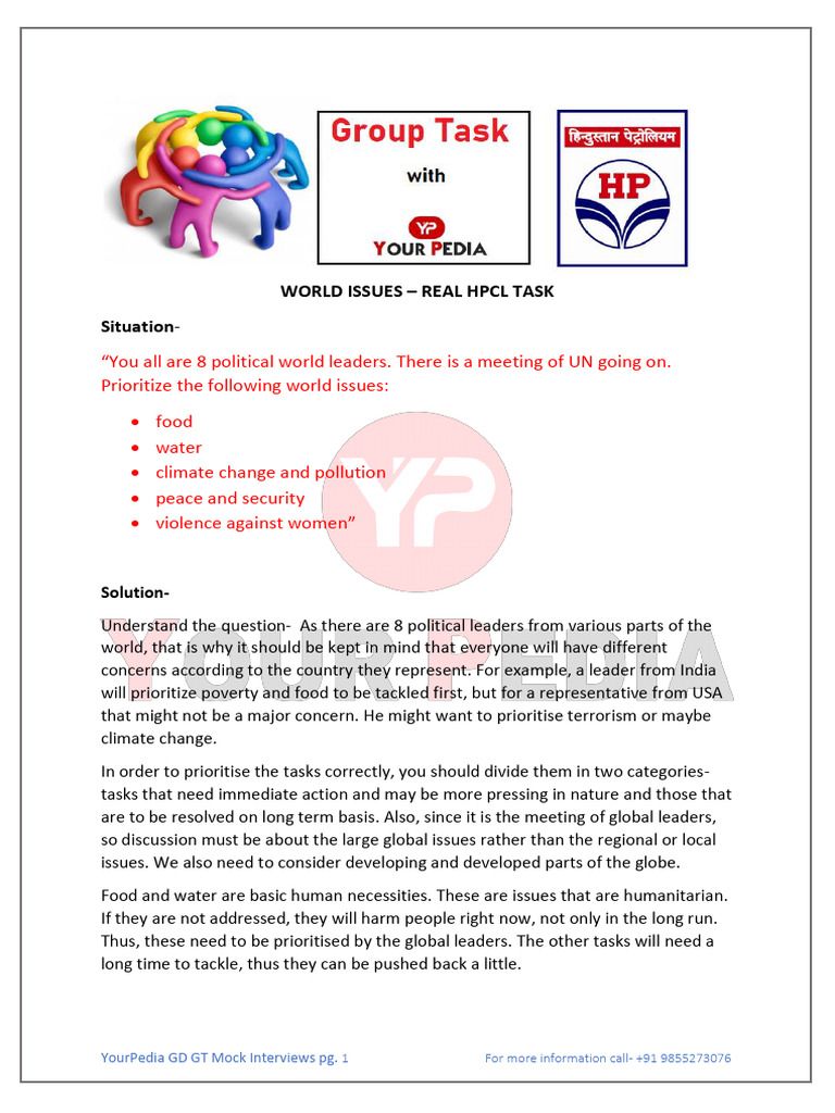 Actual HCPL GT Task World Issues | PDF | Violence | Climate Change