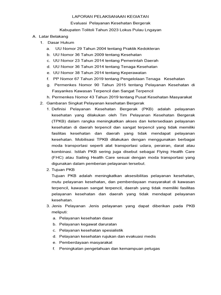 Laporan Pelaksanaan Kegiatan PKB | PDF