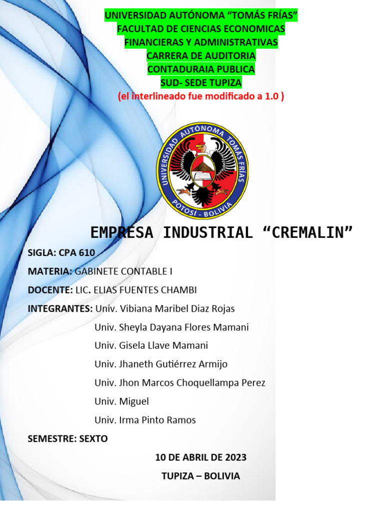 01 Empresa Industrial Cremalin - Oficial | PDF