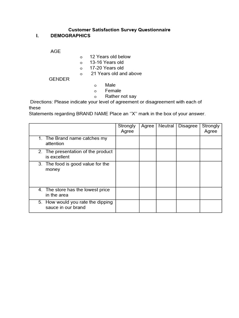Customer-Satisfaction-Survey-Questionnaire-GROUP-2 (1) | PDF