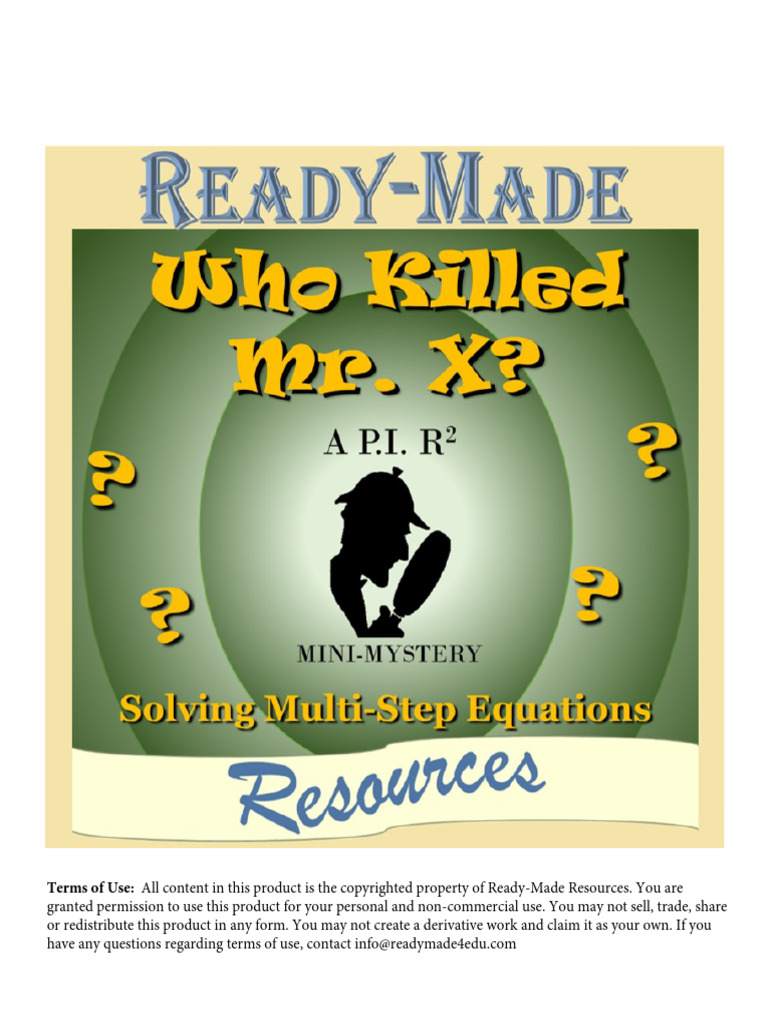 SolvingMultiStepEquationsMysteryActivityScavengerHunt 1 | PDF